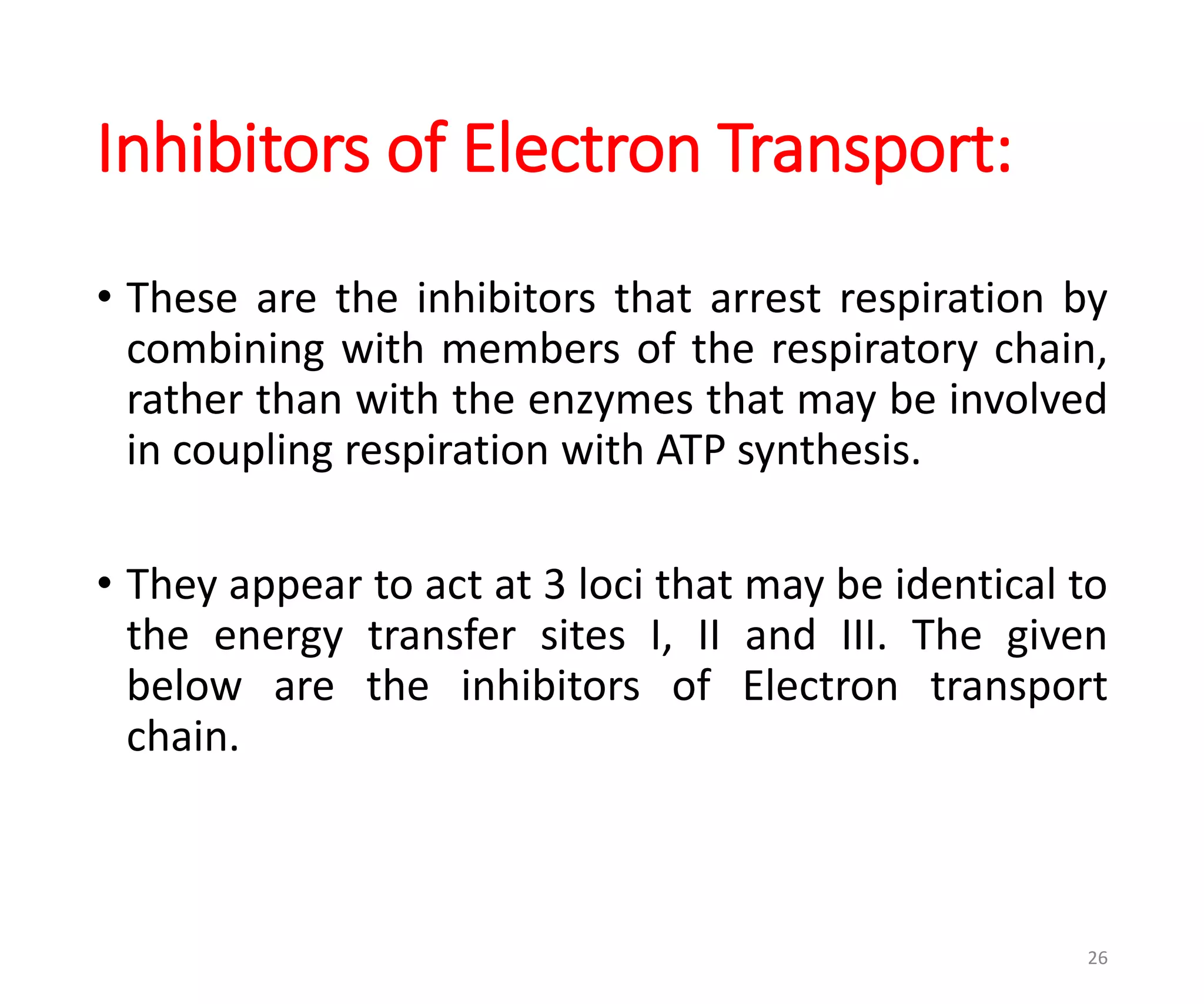 Inhibitors & uncouplers of oxidative phosphorylation & ETC | PPTX