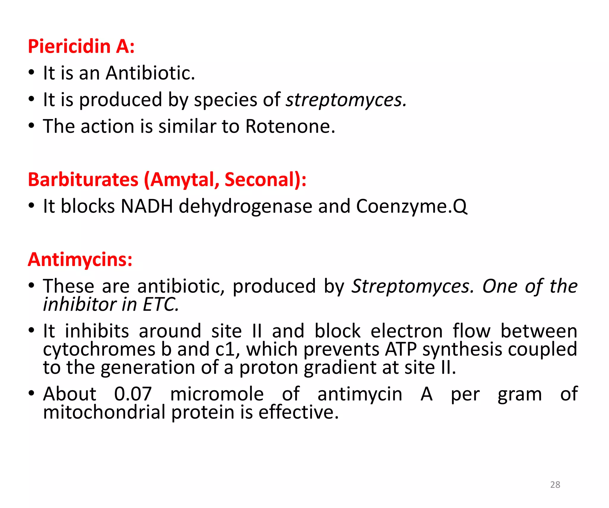 Inhibitors & uncouplers of oxidative phosphorylation & ETC | PPTX