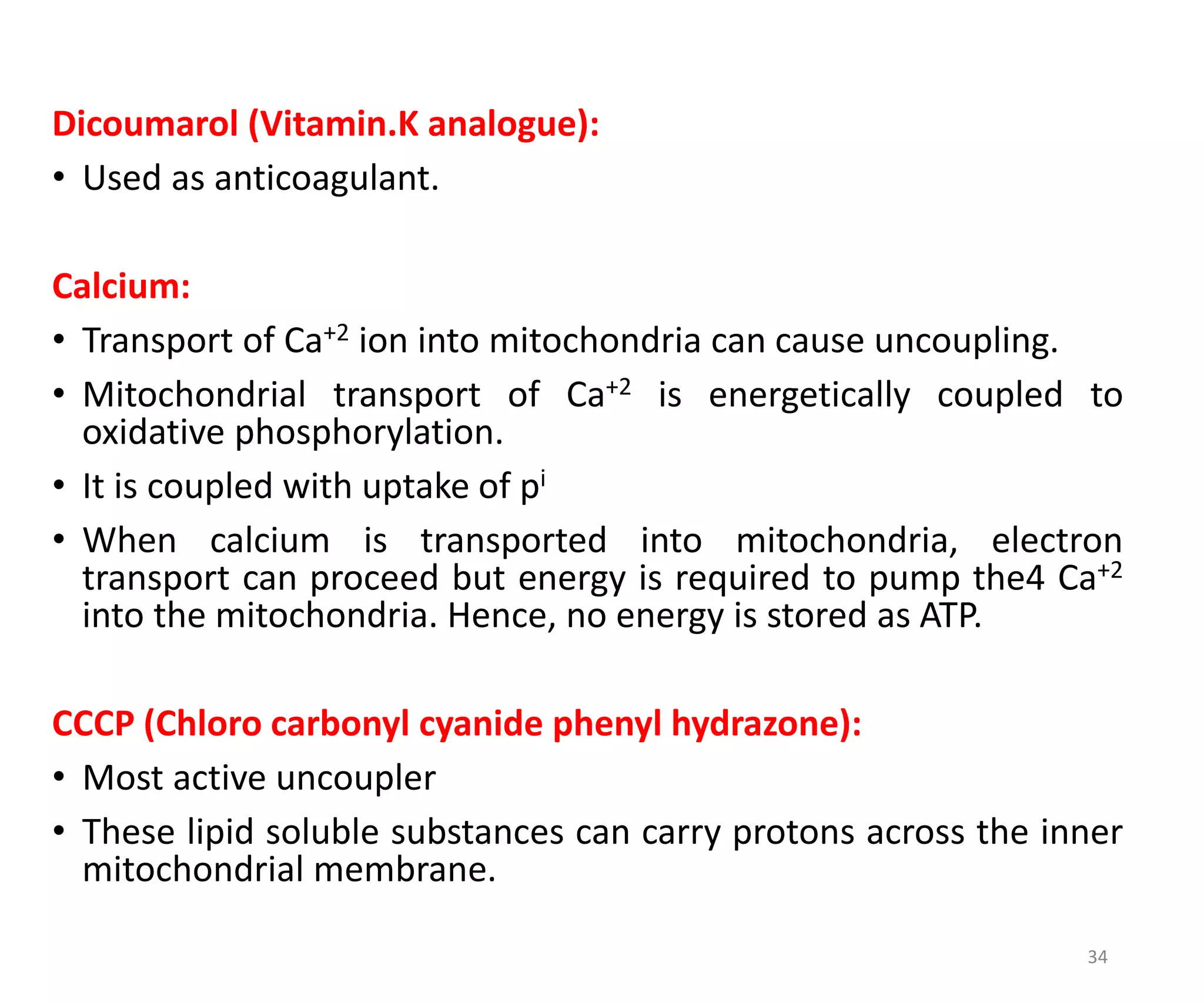 Inhibitors & uncouplers of oxidative phosphorylation & ETC | PPTX