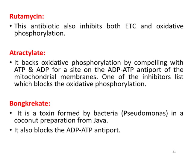Inhibitors & uncouplers of oxidative phosphorylation & ETC | PPTX