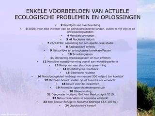 Inhoudstafels Biotische interacties, Enkele voorbeelden van actuele ...