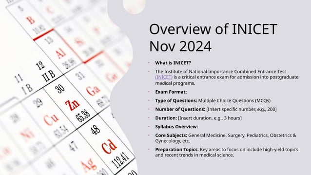 Ultimate Guide to INICET Nov 2024 Exam Preparation - Manipal MedAce | PPT