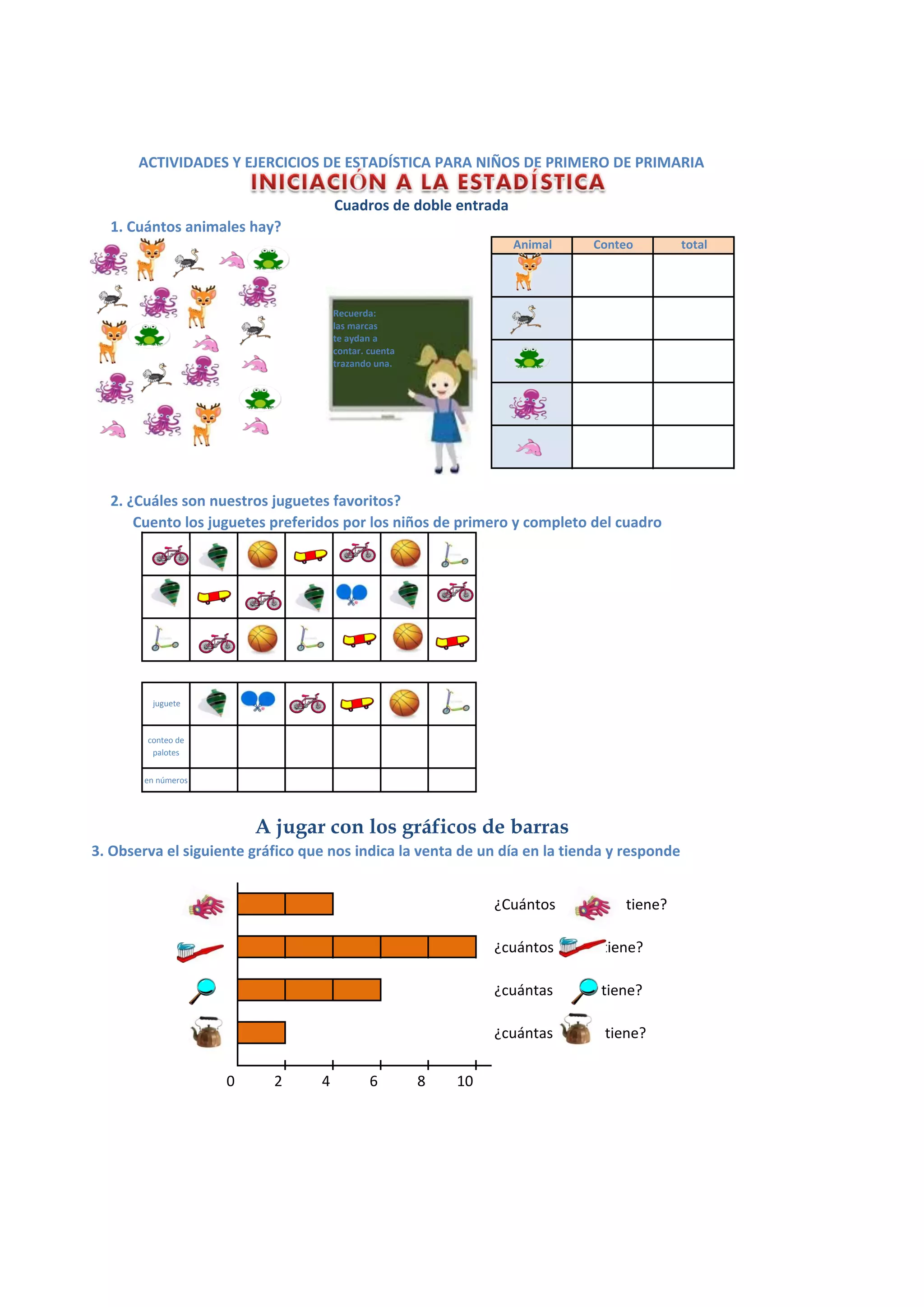 Iniciación a la estadística de primero de primaria | PDF