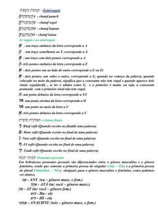 INICIAÇÃO AO HEBRAICO I - AULAS 1\ 9 | DOCX