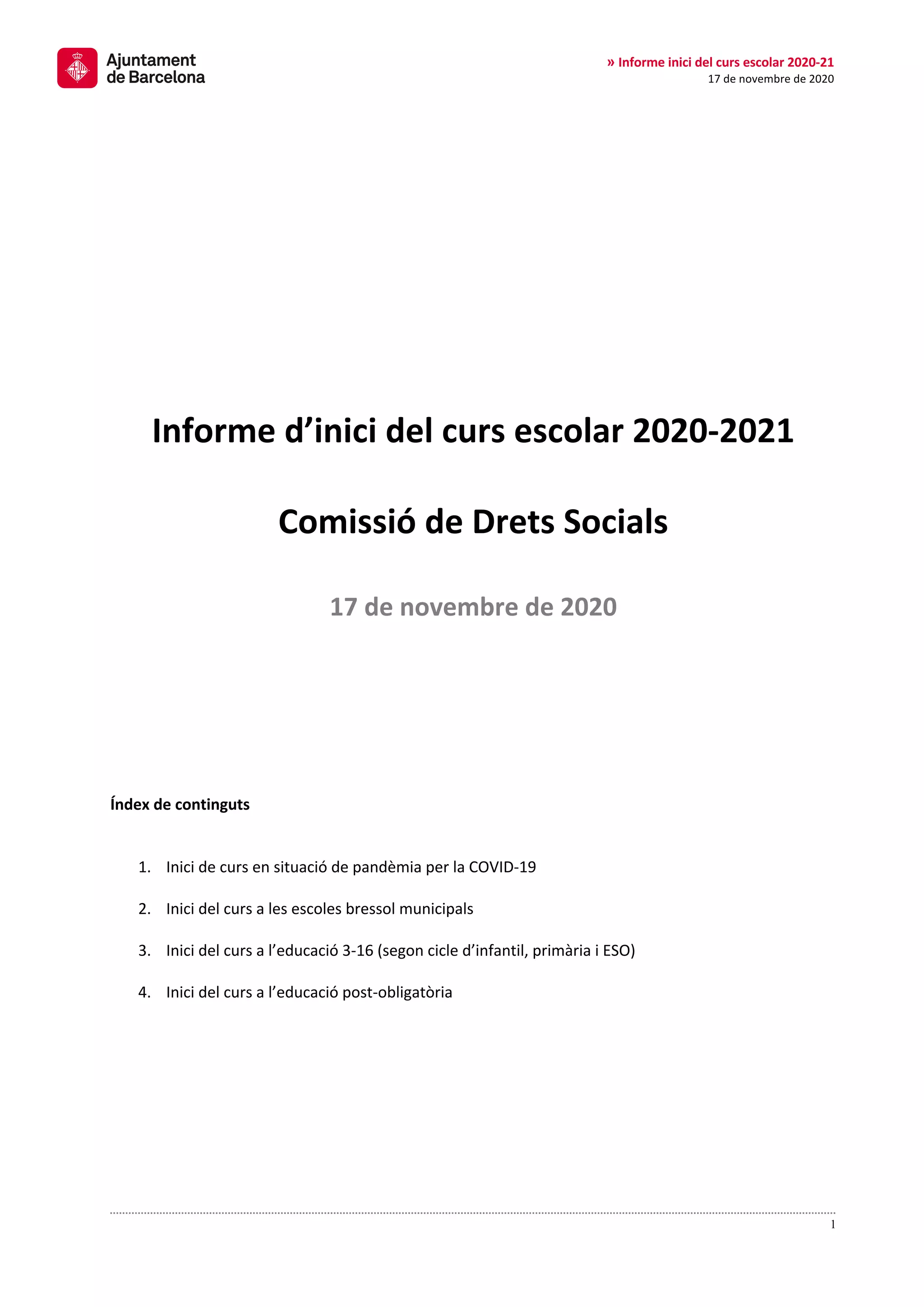 Informe d'inici del curs escolar 2020-2021 | PDF