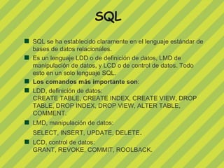 Inicio Base de Datos( Lenguajes) | PPT