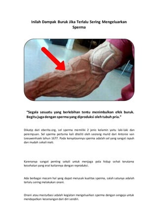 Inilah dampak buruk jika terlalu sering mengeluarkan sperma | DOCX