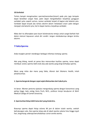 Inilah dampak buruk jika terlalu sering mengeluarkan sperma | DOCX
