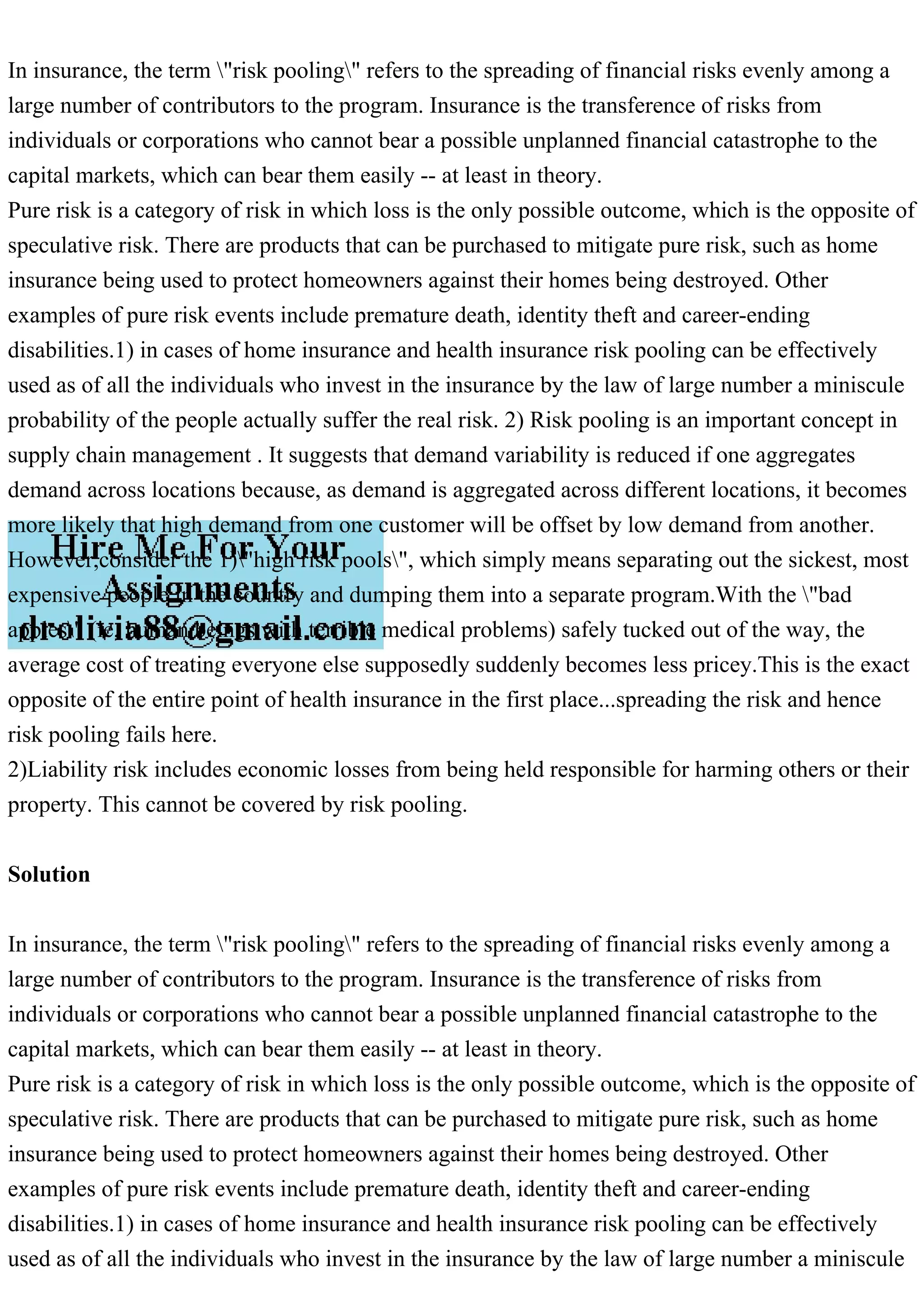 In insurance, the term risk pooling refers to the spreading of f.pdf