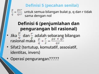 bilangan rasional dan irasional matematika | PPT