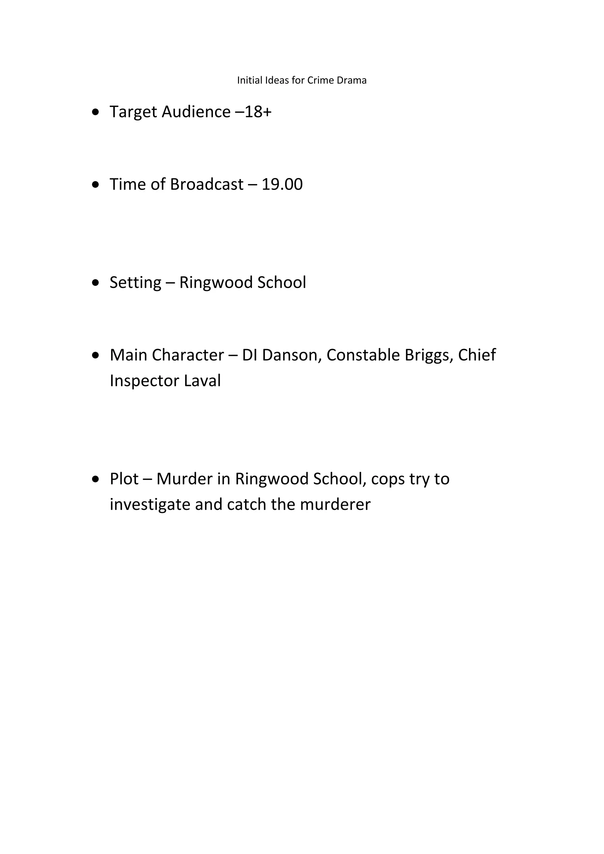 Initial ideas for crime drama | DOCX