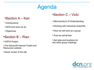 First DCN Nonprofit Project Meeting | PPT