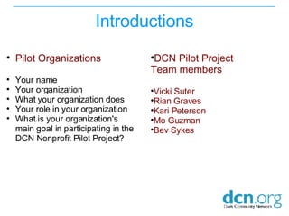 First DCN Nonprofit Project Meeting | PPT