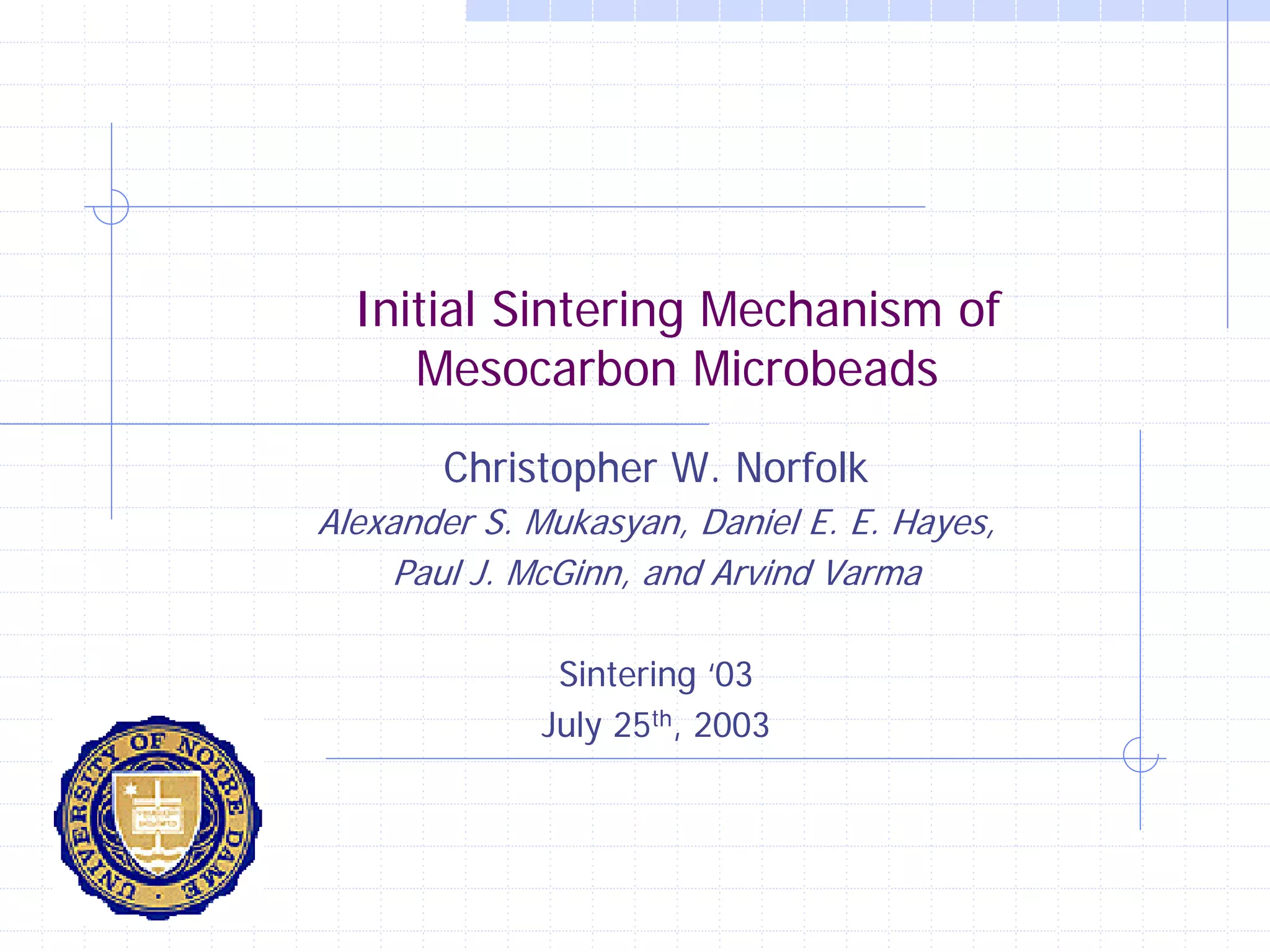 Initial Sintering Mechanism of Mesocarbon Microbeads | PDF
