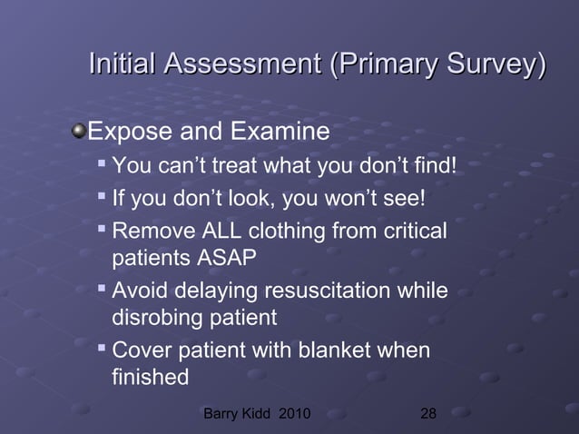 Initial assessment and management of trauma | PPT | First Aid | Injuries