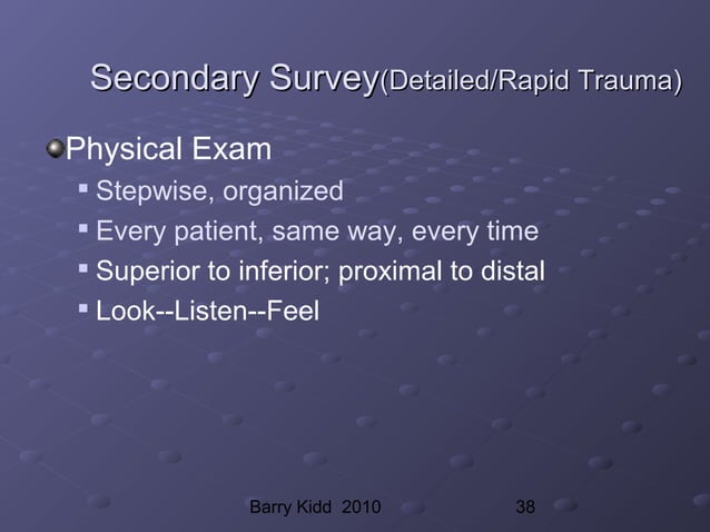 Initial assessment and management of trauma | PPT | First Aid | Injuries
