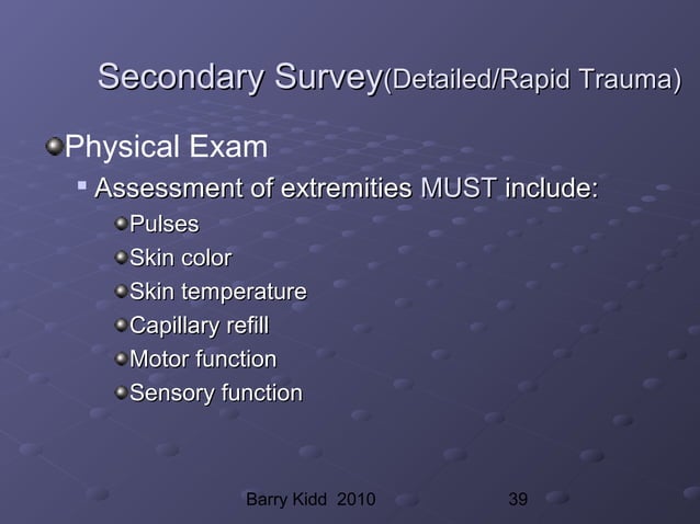 Initial assessment and management of trauma | PPT | First Aid | Injuries