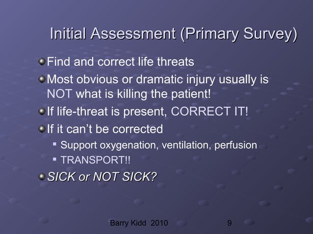 Initial assessment and management of trauma | PPT | First Aid | Injuries