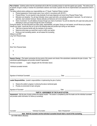Initial Counseling Template Subordinate | DOC