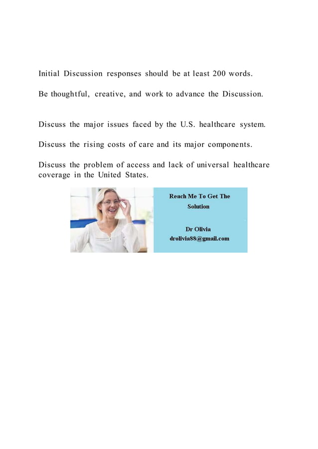 Initial Discussion responses should be at least 200 words.Be