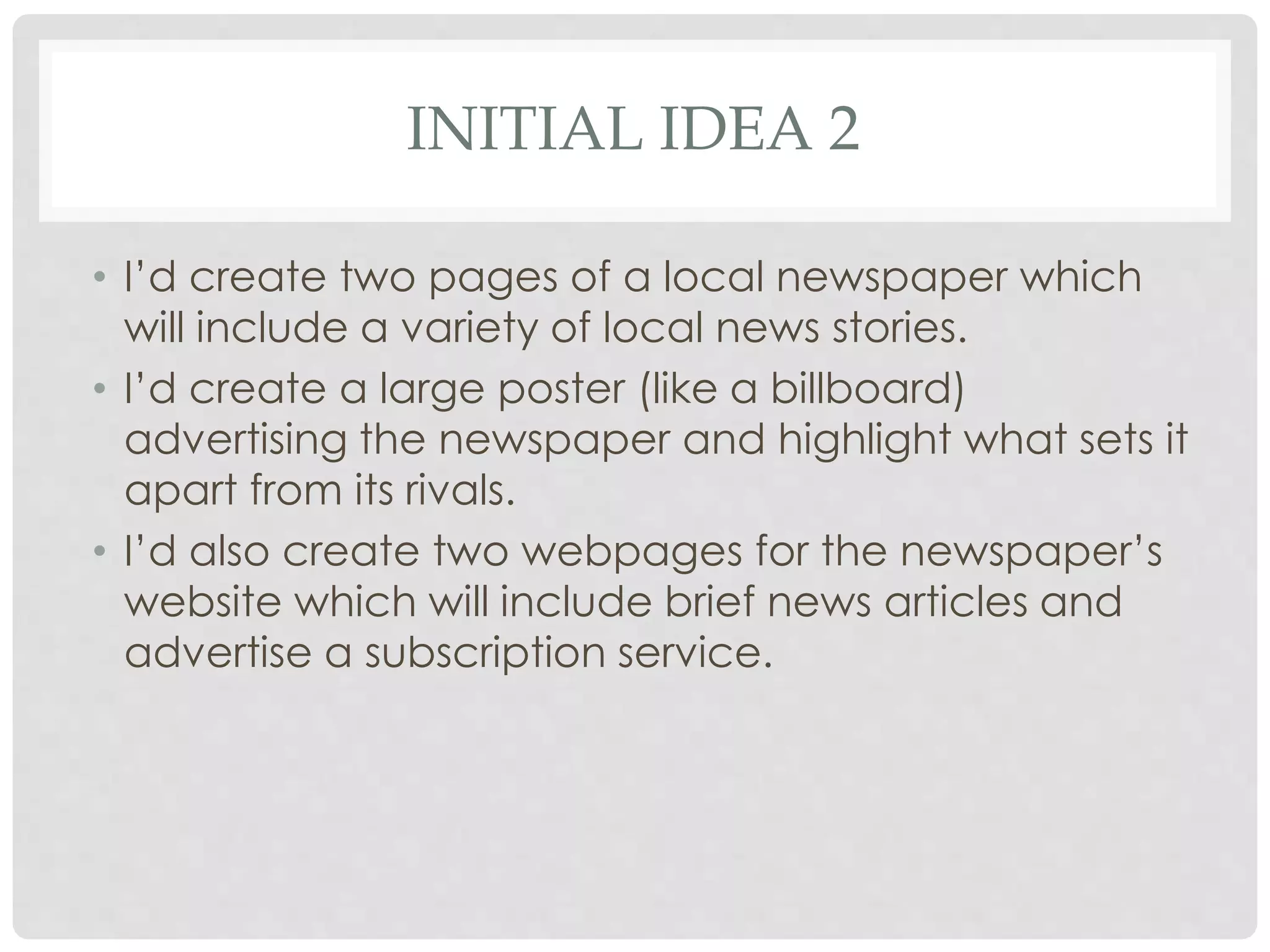 Initial ideas for A2 Media Coursework | PPT