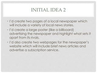 Initial ideas for A2 Media Coursework | PPT