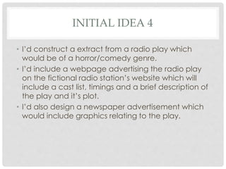 Initial ideas for A2 Media Coursework | PPT