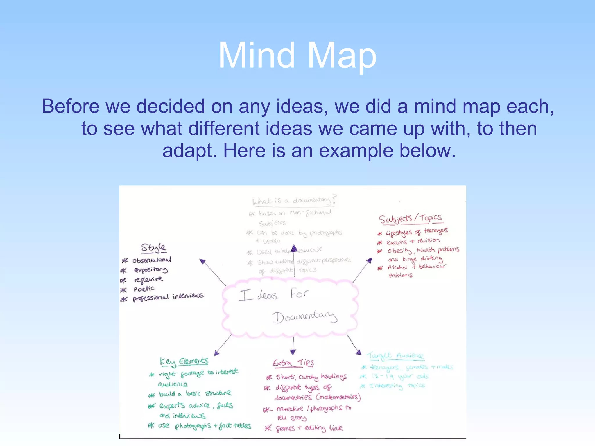 Initial ideas & filming | PPT