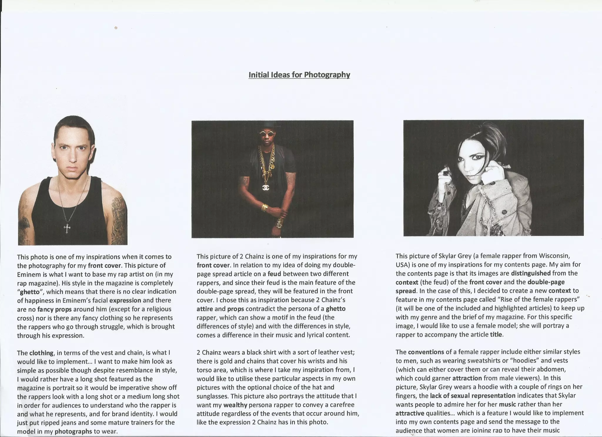 Initial ideas for Photography | PDF