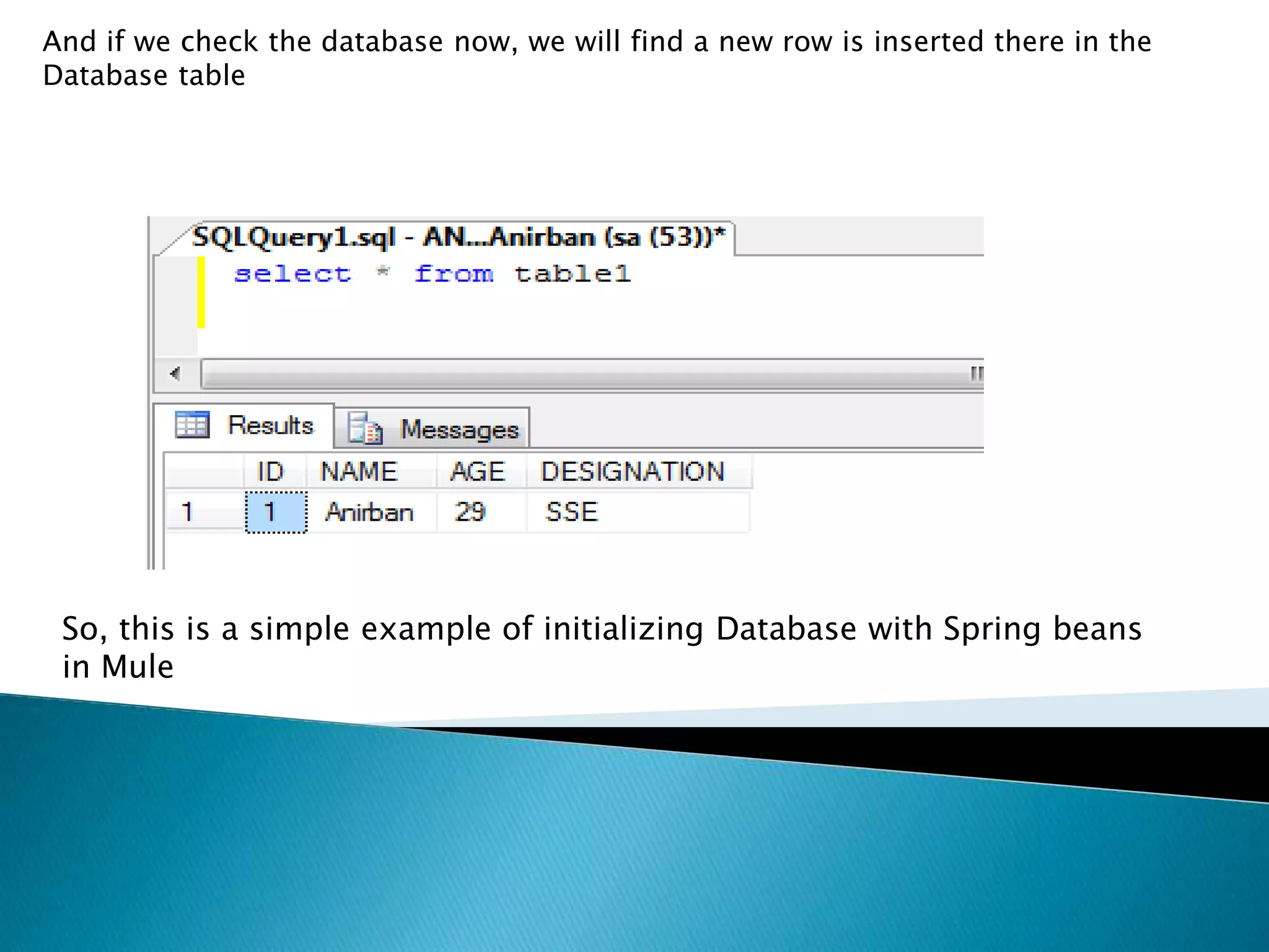 Initialize database in Mule part2 | PPT