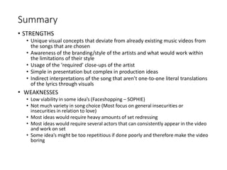 Initial Plans for Music Video | PPT