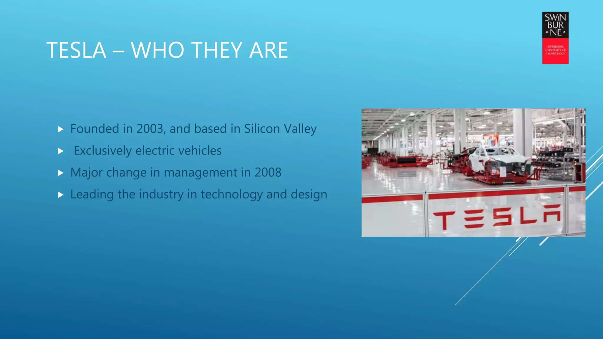 Initial presentation Tesla management project (Swinburne University) | PPT