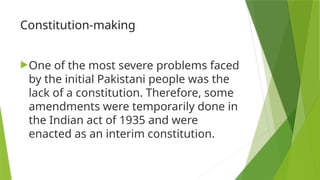 Initial Problem of Pakistan as A Nascent State | PPT
