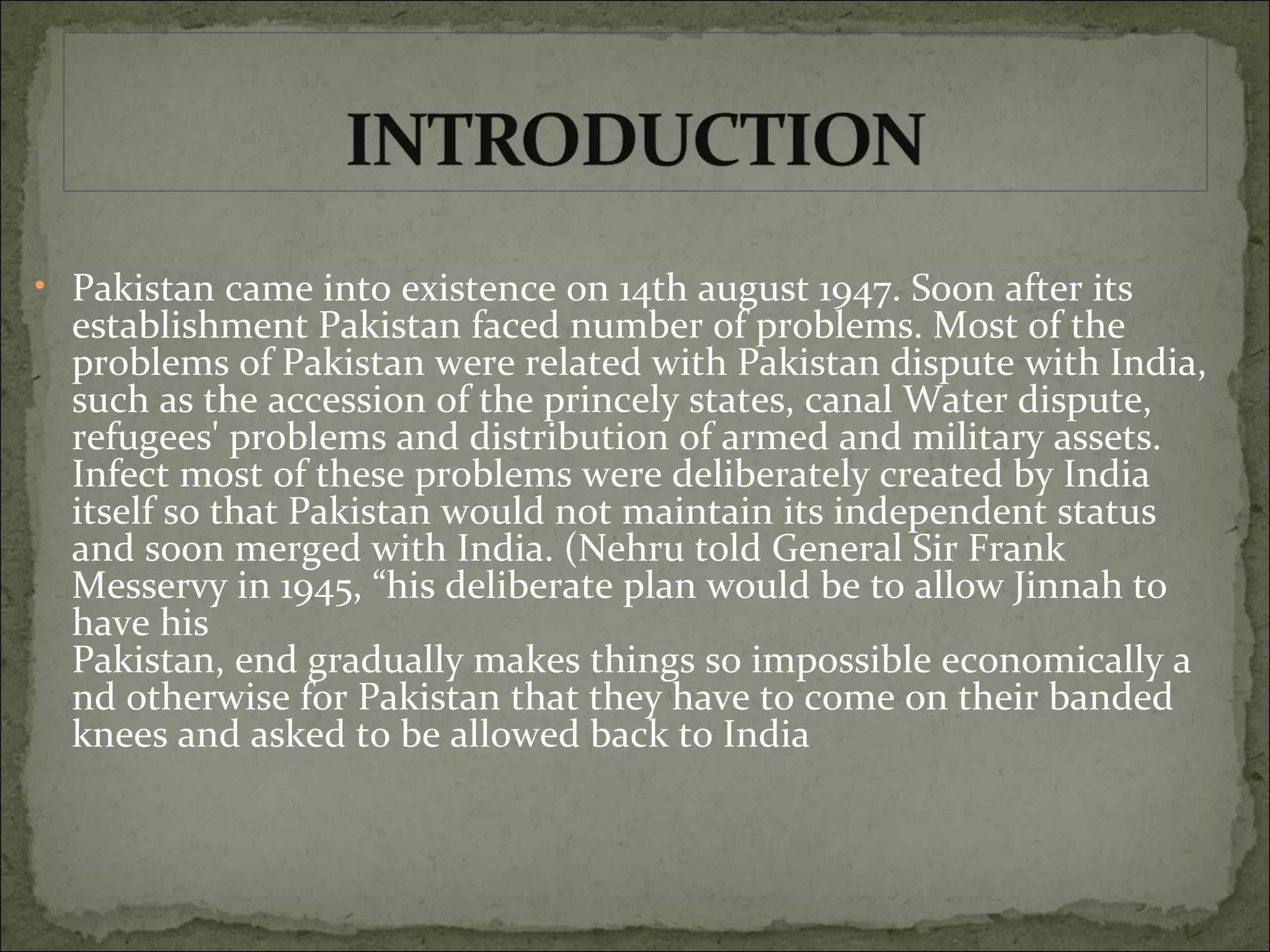 Initial problem of pakistan | PPT