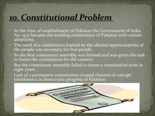 Initial problem of pakistan | PPT