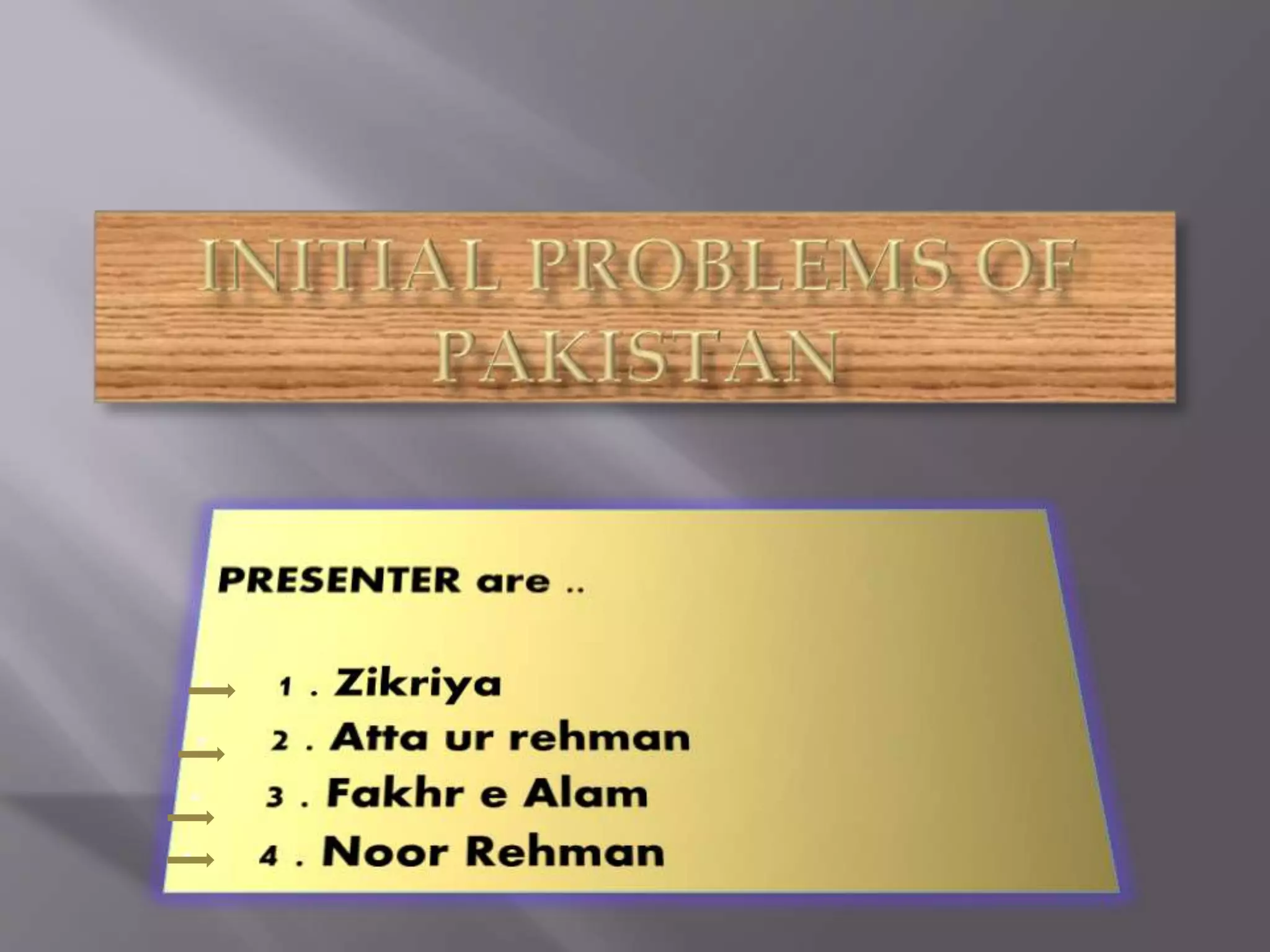 Initial problems of pakistan | PPTX