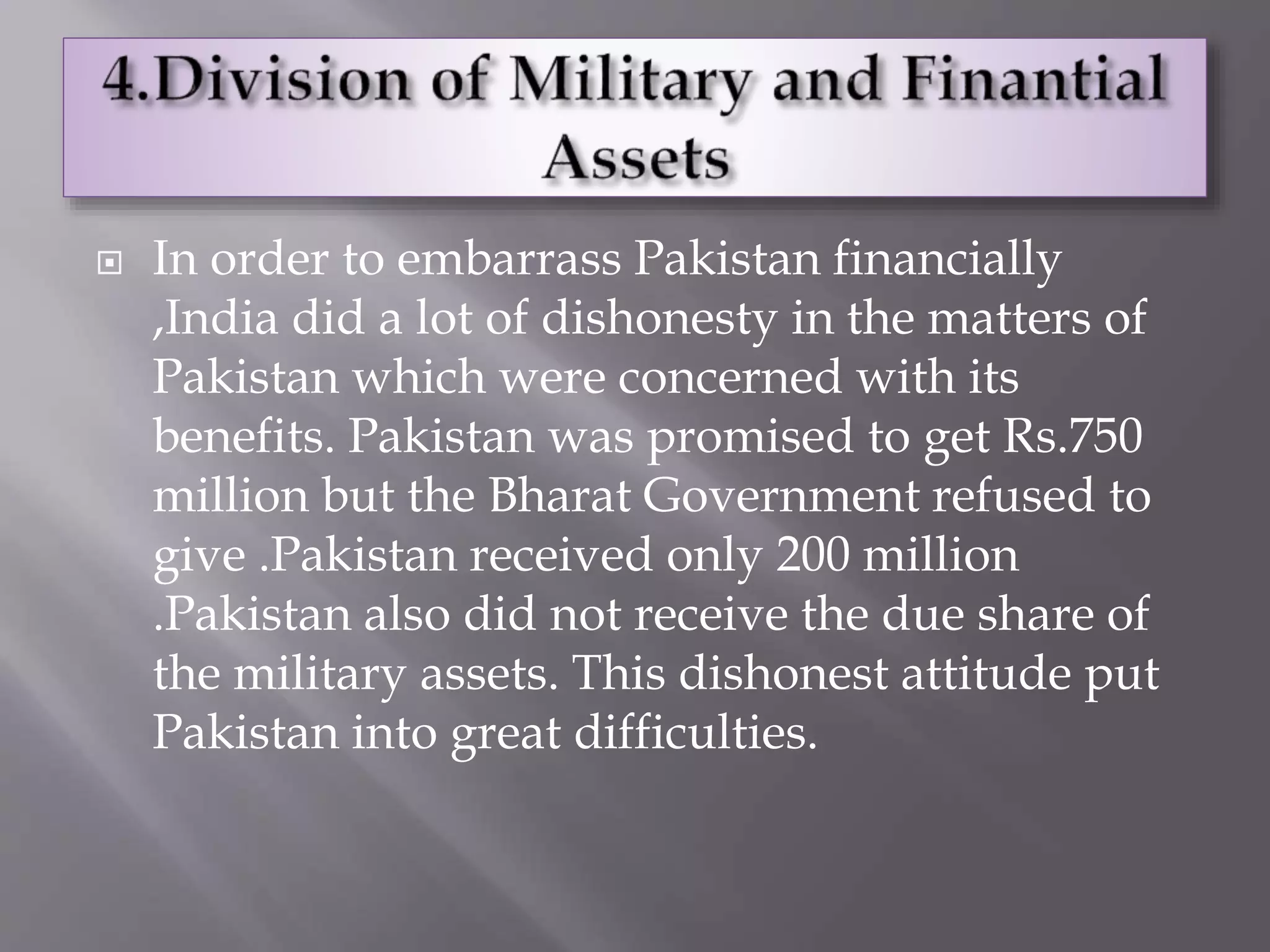 Initial problems of pakistan | PPTX