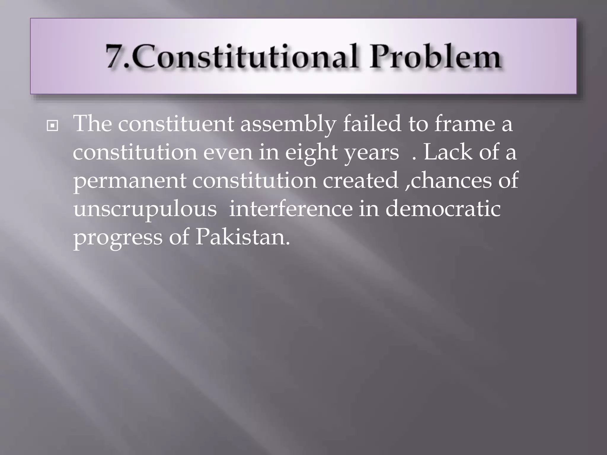 Initial problems of pakistan | PPTX