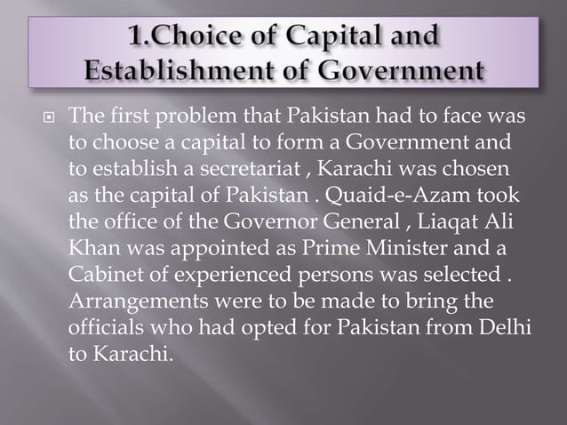 Initial problems of pakistan | PPTX