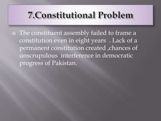 Initial problems of pakistan | PPTX