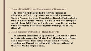 Initial problems of pakistan | PPTX