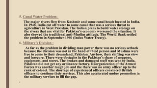 Initial problems of pakistan | PPTX