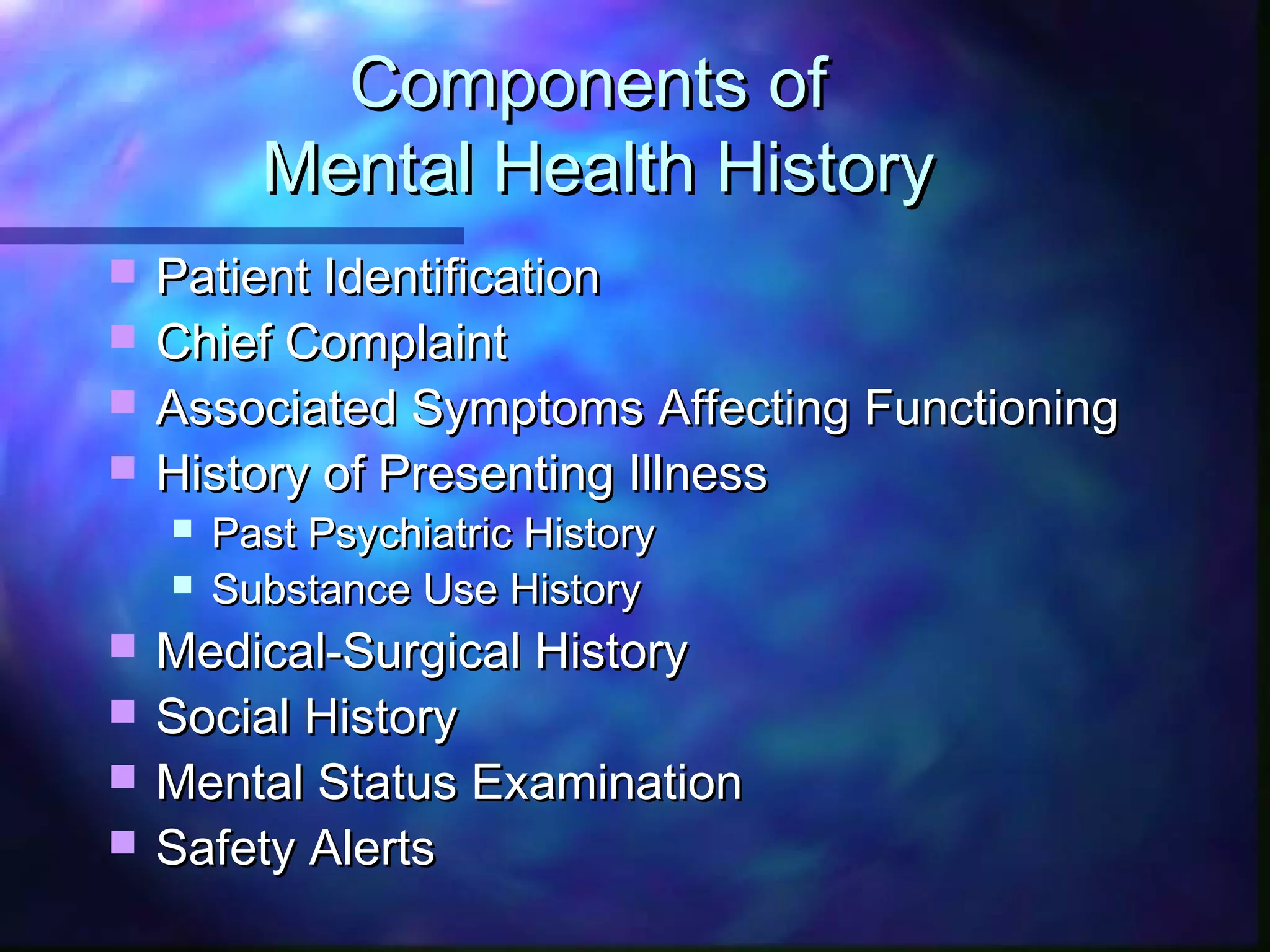 Initial psychiatric assessment | PPT