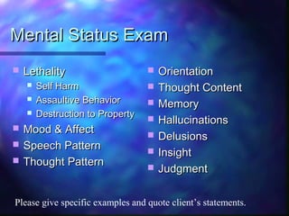 Initial psychiatric assessment | PPT