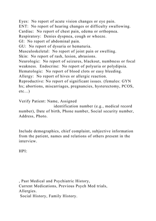 Initial Psychiatric SOAP Note TemplateThere are different ways i.docx ...