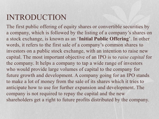 Initial public offering(ipo) | PPTX
