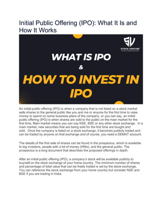 Initial Public Offering (IPO) What It Is and How It Works | PDF