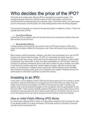 Initial Public Offering (IPO) What It Is and How It Works | PDF