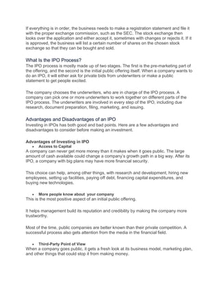 Initial Public Offering (IPO) What It Is and How It Works | PDF