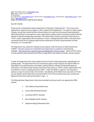 Andy Markle's original request for public records and the response from ...